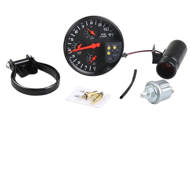 4 in 1 Car Tachometer RPM Gauge 5inch 12V RPM Oil Pressure Water ...
