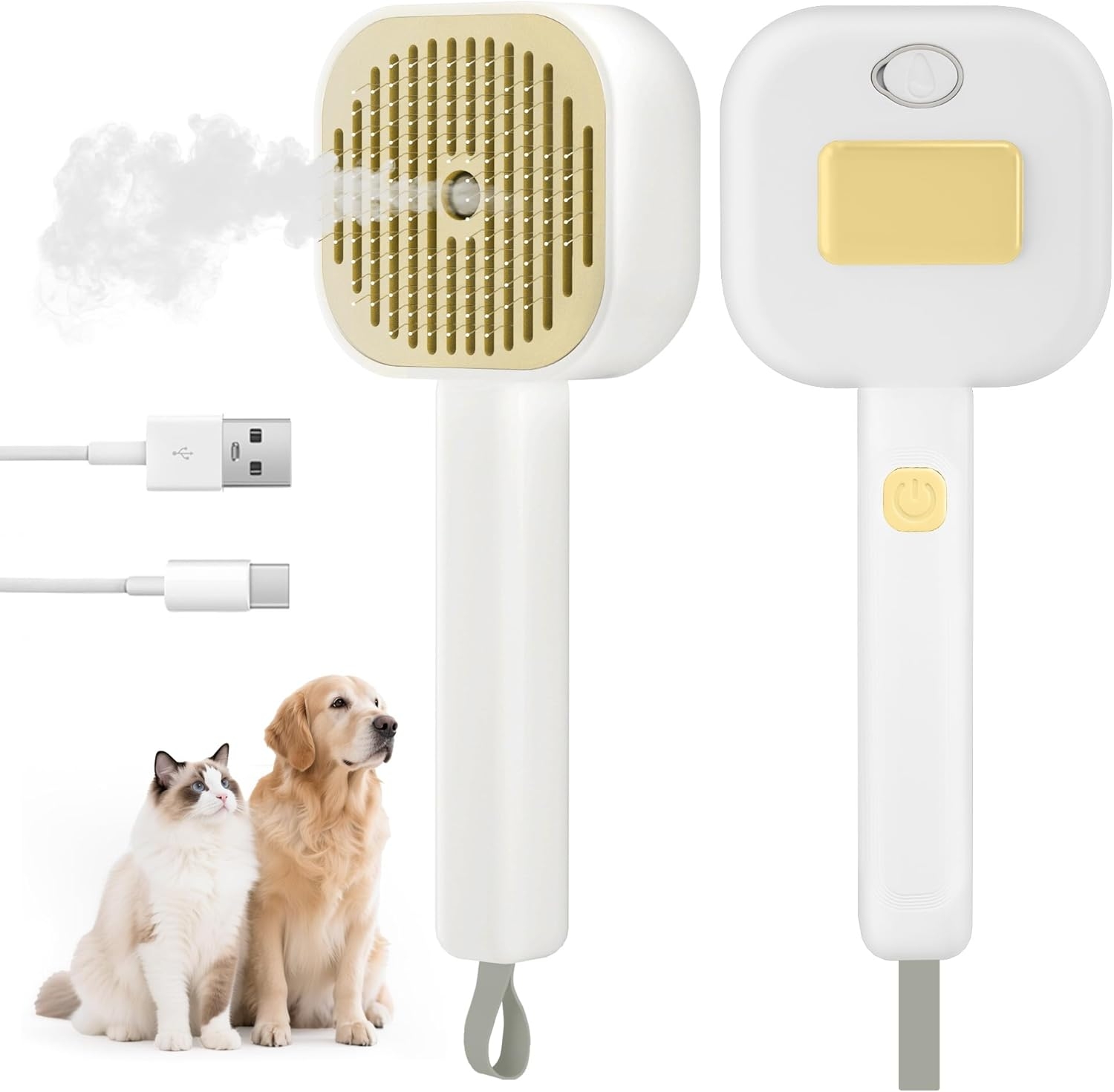 4-in-1 Cat Steam Brush - Self-Cleaning Pet Steam Brush for Cats and ...