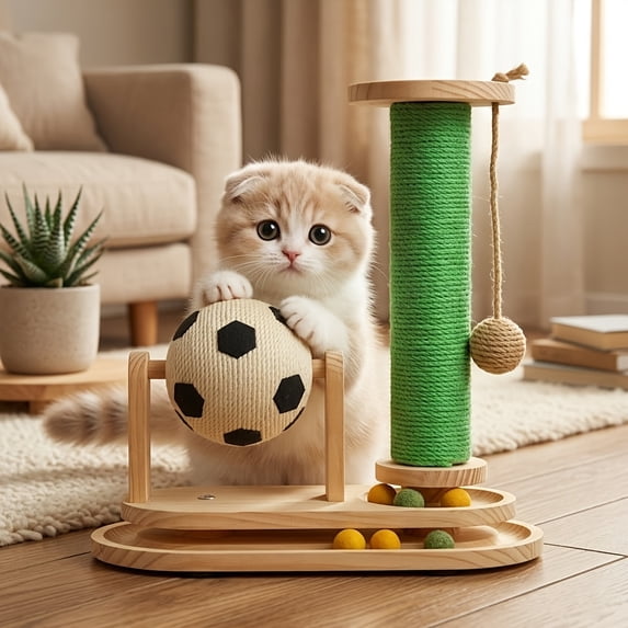 4-in-1 Cat Toy, Cat Scratching Post, Scratching Ball, And Track Toy ...