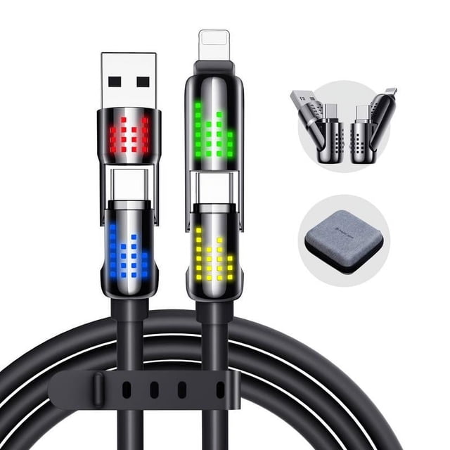 4-in-1 Charging Cable, Super Fast 240W Charging with RGB Light ...