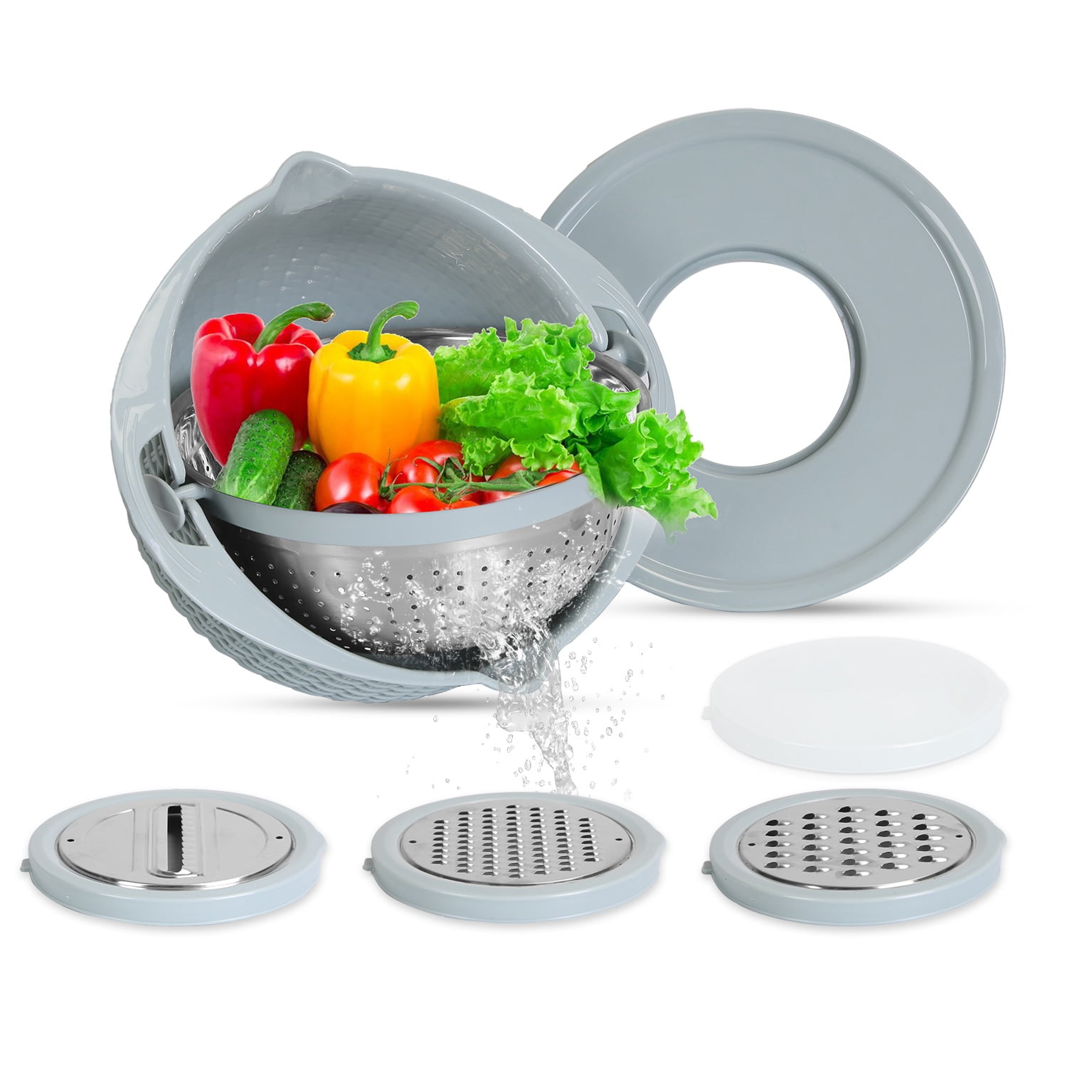 4 in 1 Colander with Mixing Bowl Set TeqHome Food Strainers Stainless ...