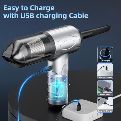 4-in-1 Compressed Air Duster, 120000RPM Mini Vacuum Keyboard Cleaner ...