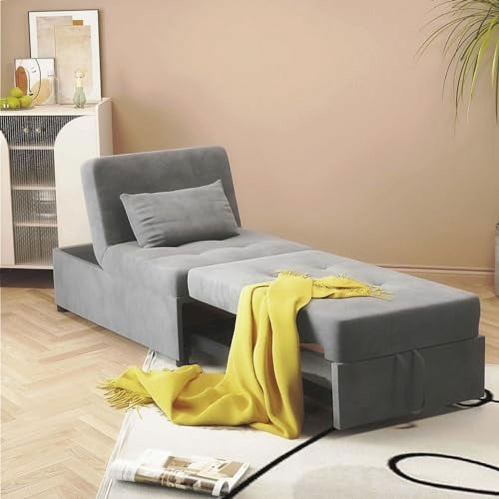 4-in-1 Convertible Chair Bed Sleeper - Velvet Pull Out Sofa With ...