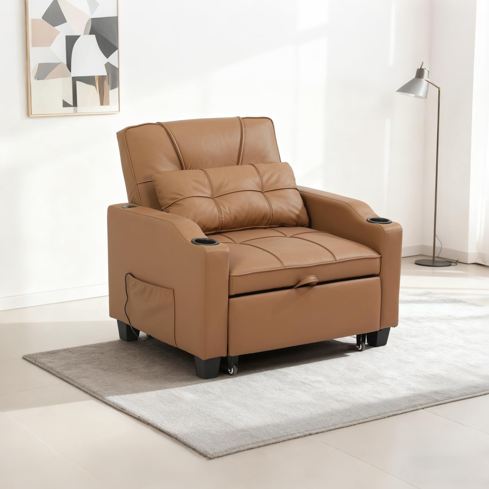 4 in 1 Convertible Sleeper Chair Bed With Vibration Massage Lumbar ...