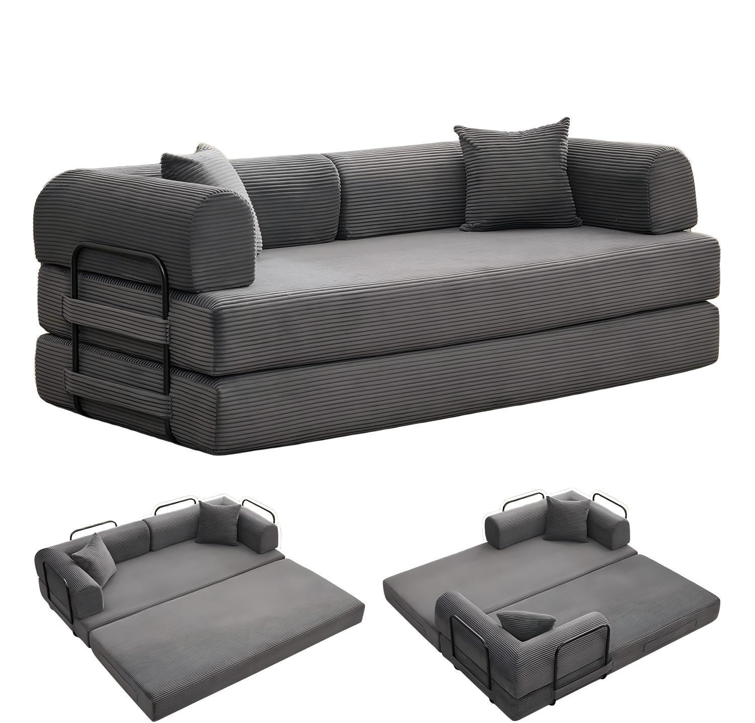 4-in-1 Convertible Sleeper Sofa Bed - Corduroy Boneless Couch with ...