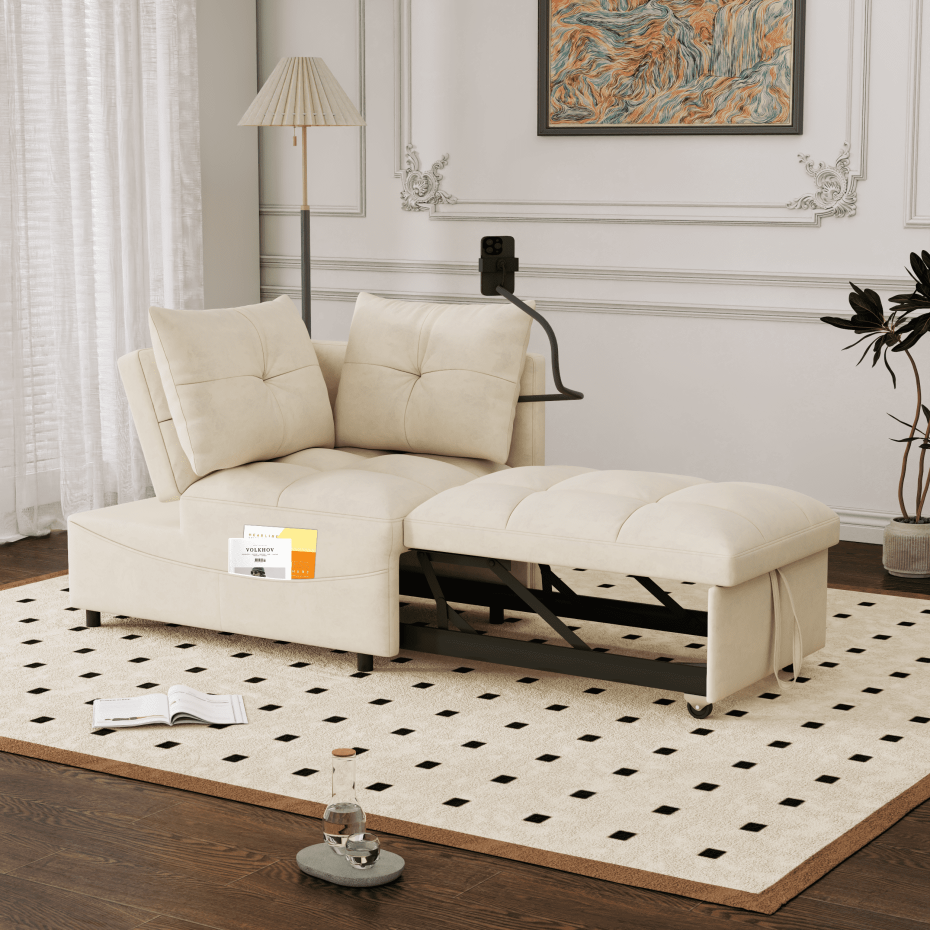 4-in-1 Convertible Sleeper Sofa Bed with USB Charging Ports & Phone ...