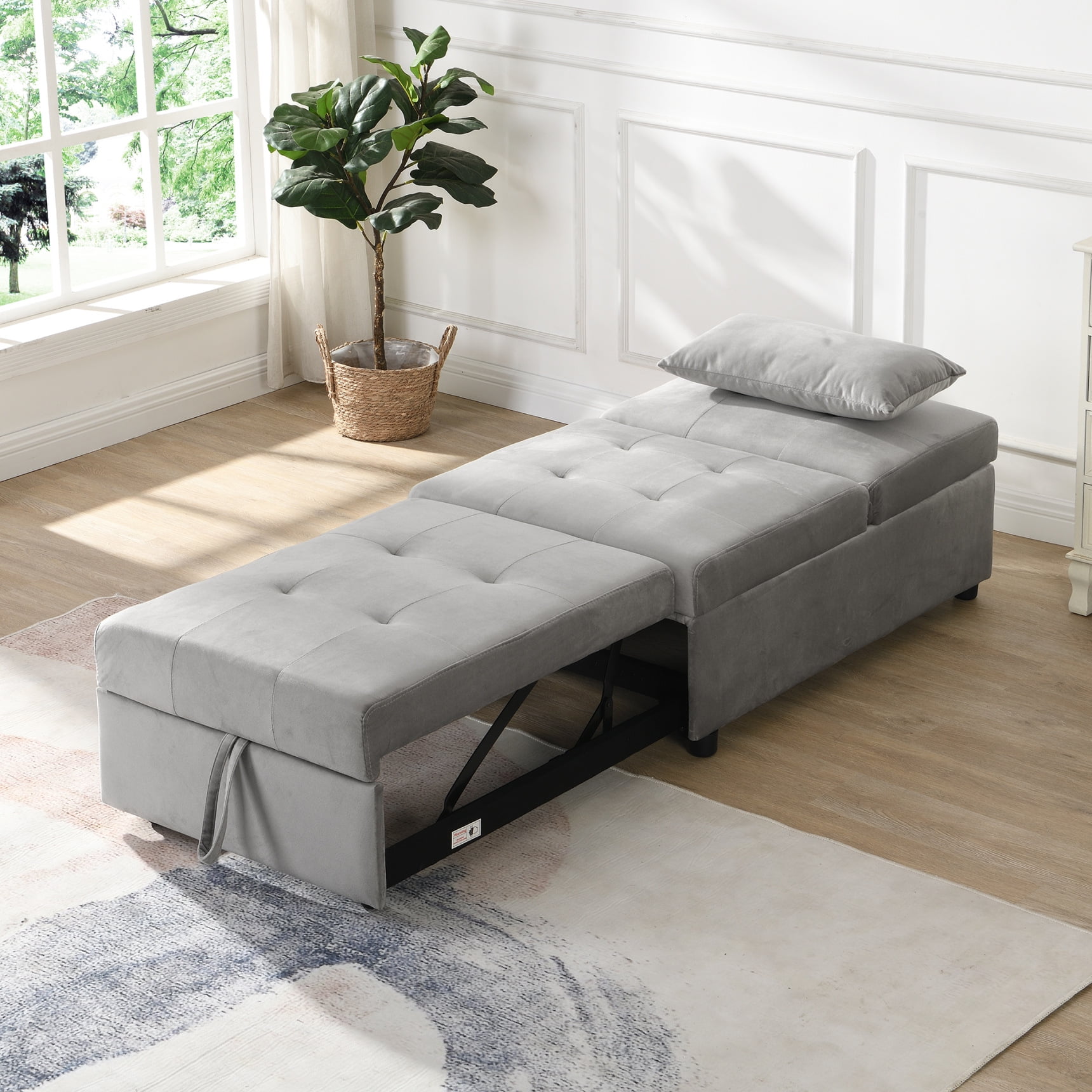 4-in-1 Convertible Sofa Bed Chair with Pillow, Multi-Function Folding ...