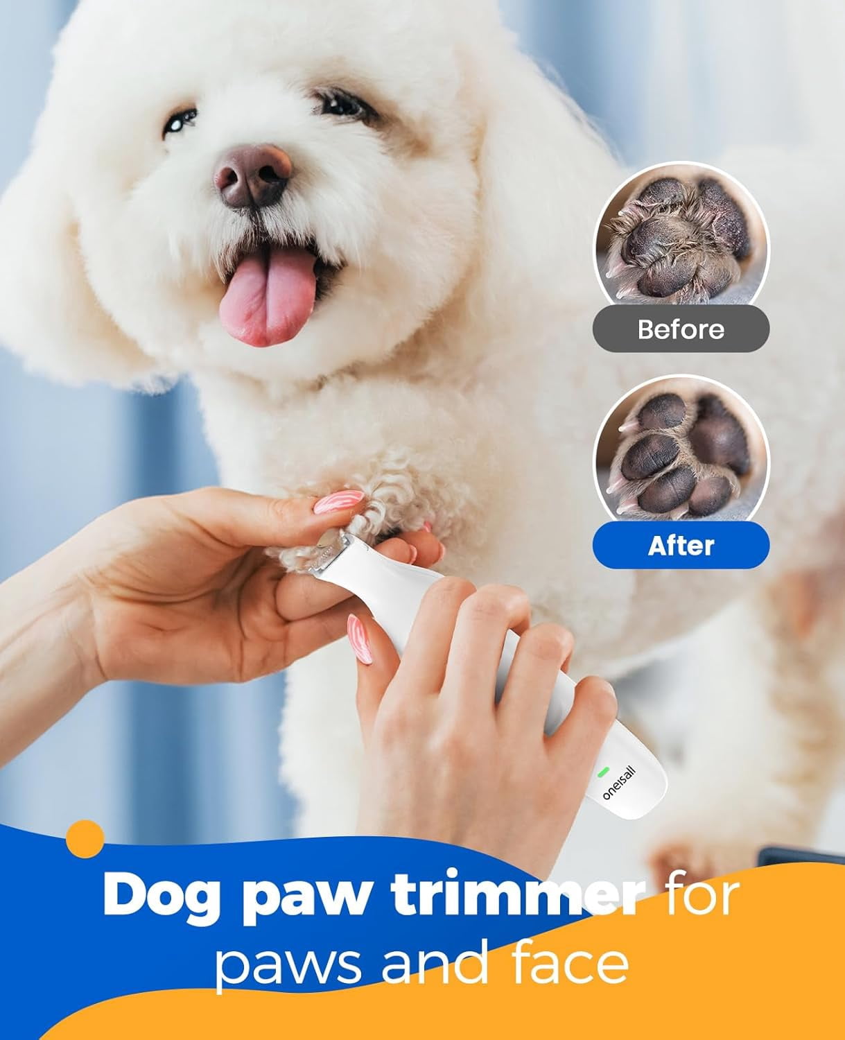 4-in-1 Cordless Dog Grooming Kit with 2-Speed Clippers, Low Noise Paw ...
