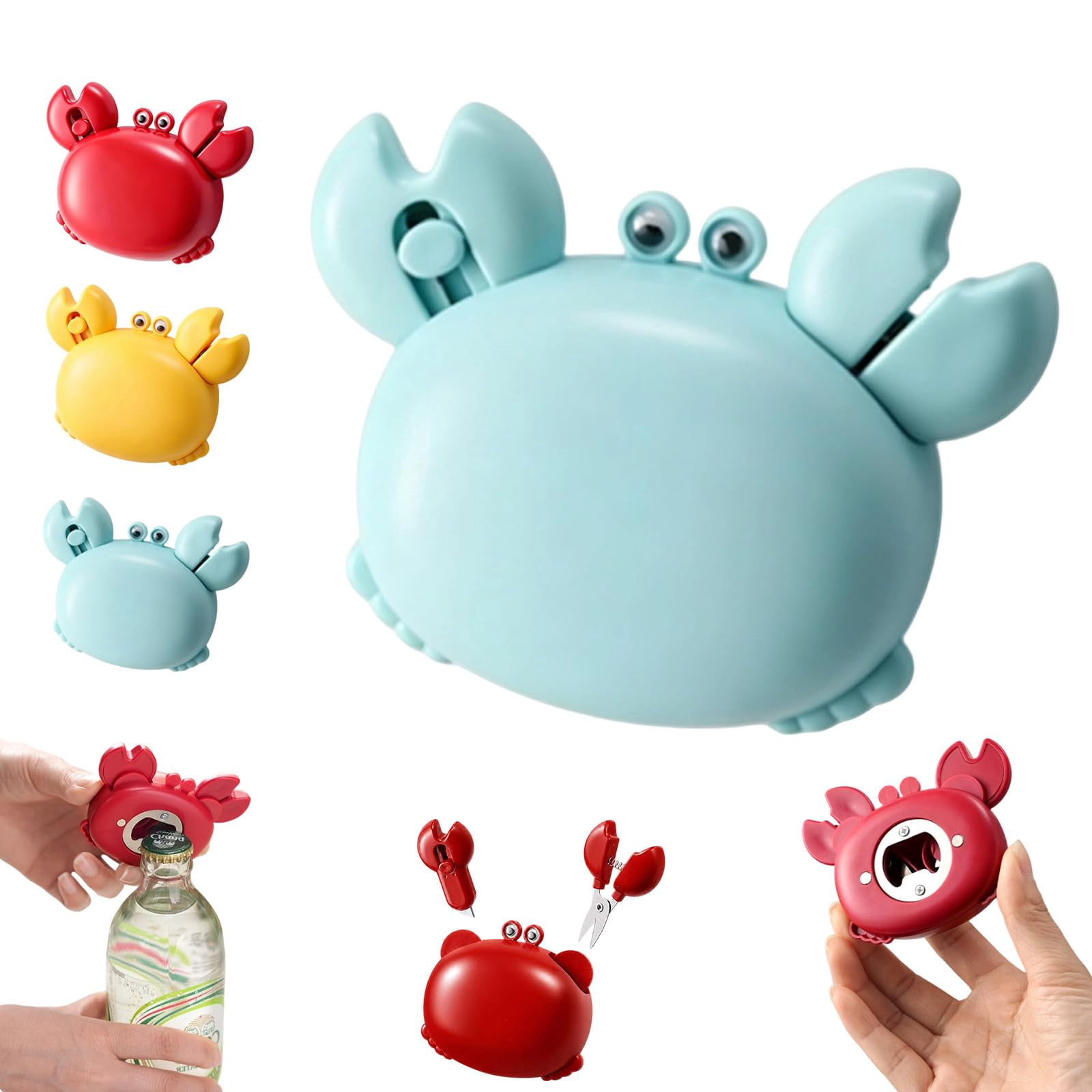 4 in 1 Crab Shape Bottle Opener, Magnetic Fridge Magnet, Retractable ...