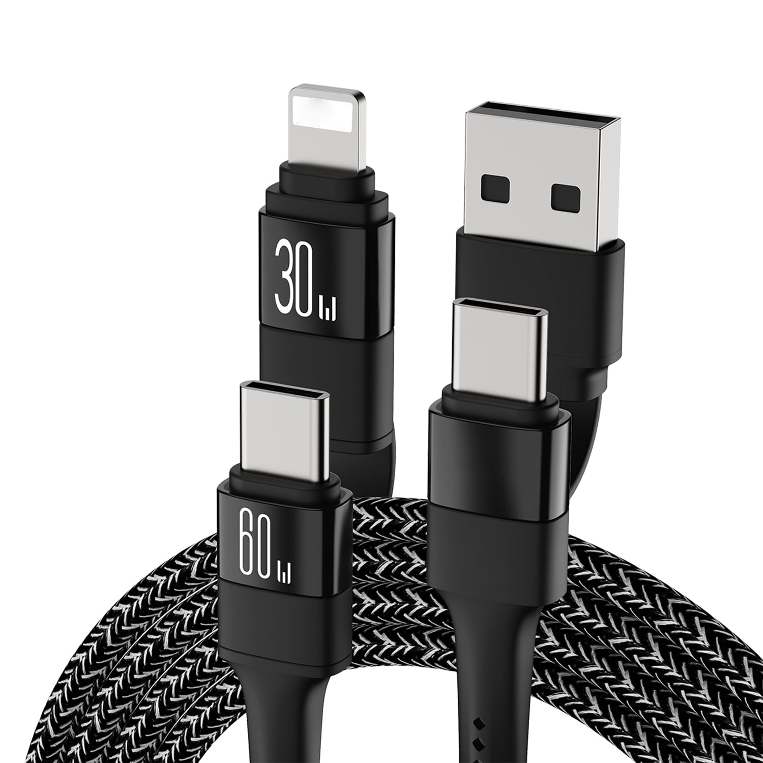 4-in-1 Data Cable 60W Super Fast Charging Cable,with Data Sync,480Mbps ...