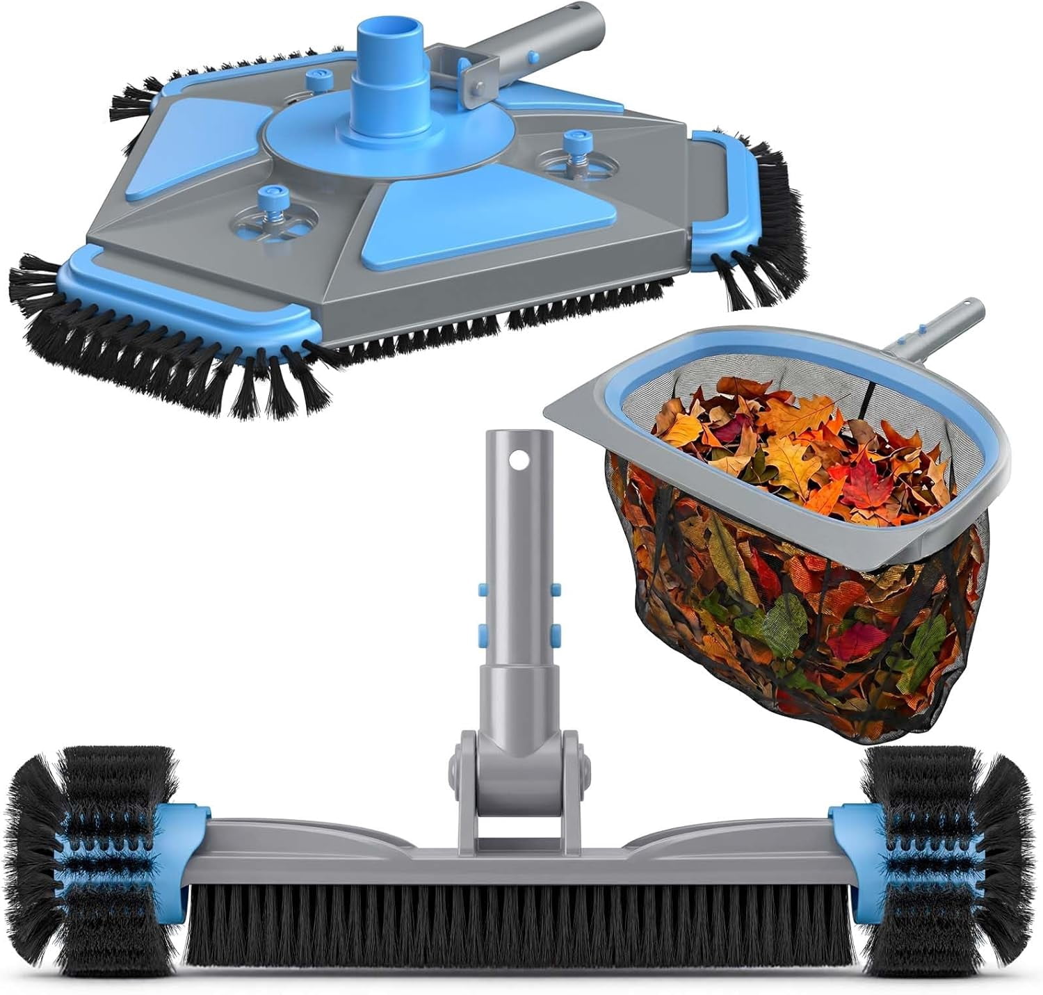 4-in-1 Deluxe Swimming Pool Cleaning Kit - Includes Upgrade Triangular ...