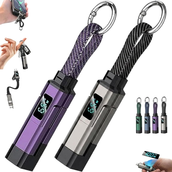 4-in-1 Digital Display Keychain Charging Cable, LED Power Displays, 4 ...