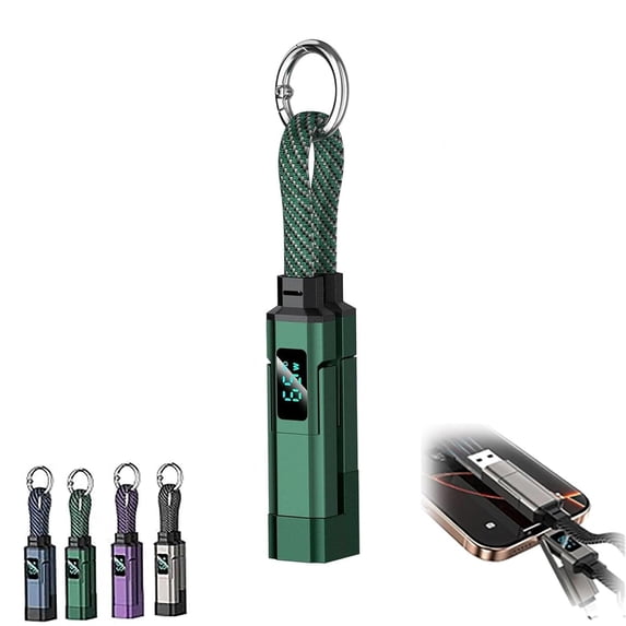 4-in-1 Digital Display Keychain Charging Cable, LED Power Displays, 65W ...
