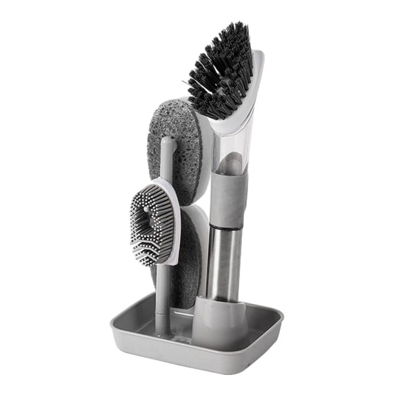 4-in-1 Dish Cleaning Brush Soap Dispensing Dish Brush Set with 4 ...