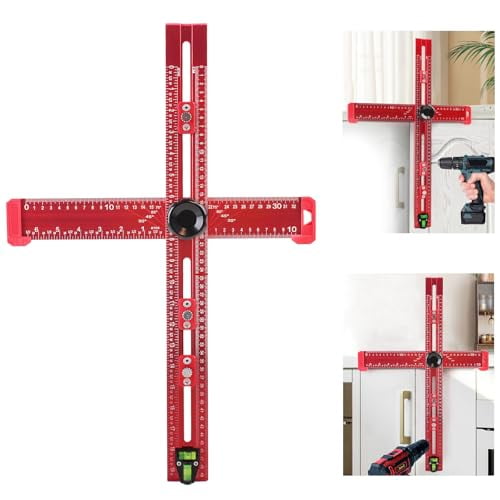 4-in-1 Drilling Positioning Ruler, 50cm Multifunctional T Square Ruler ...
