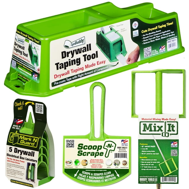 4 in 1 Drywall Kit by Buddy Tools - Includes TapeBuddy, Mark-N-Guard ...