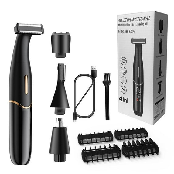 4-in-1 Electric Shaver & Trimmer Kit, Rechargeable Grooming Set with ...