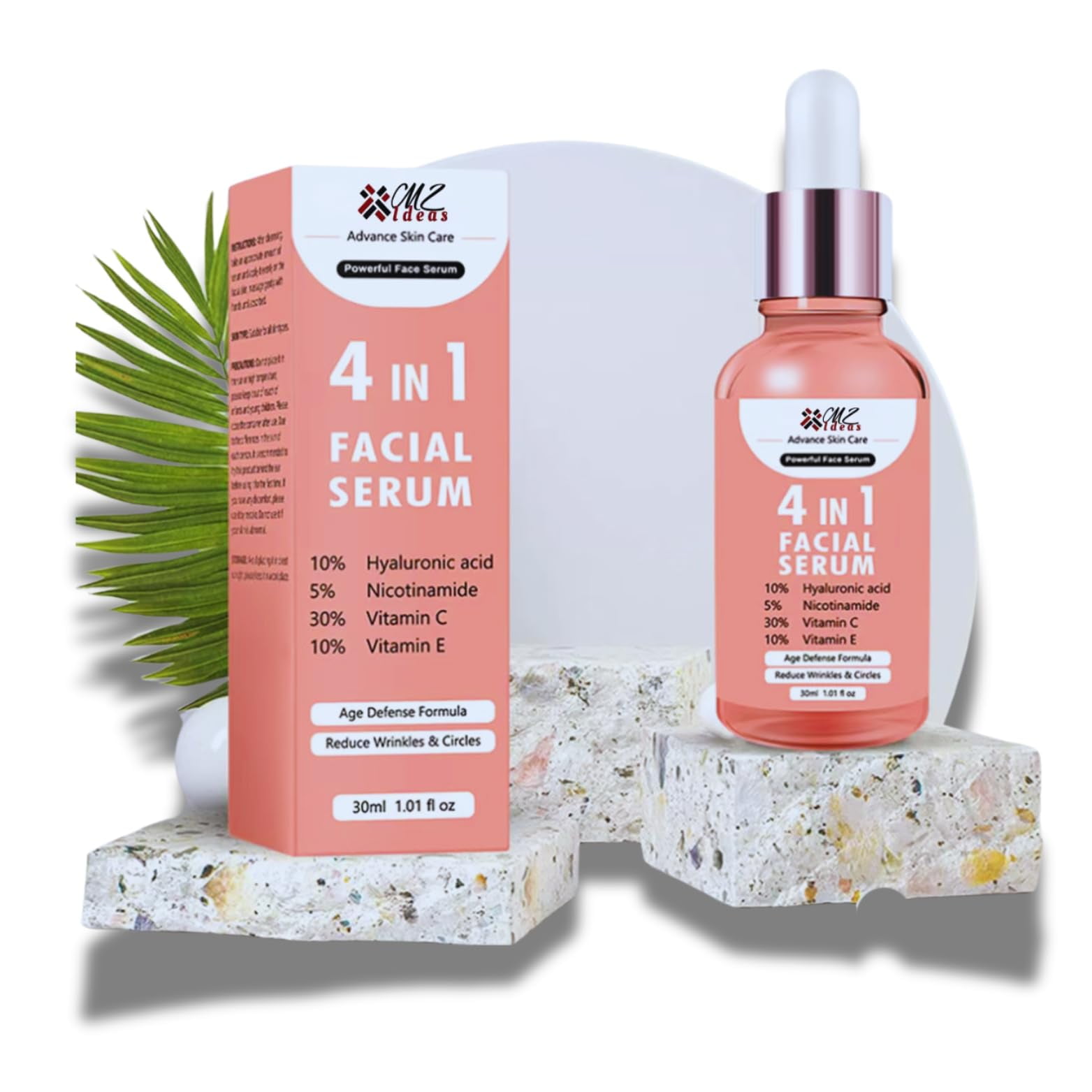 4 in 1 Facial BCA3 Serum, 10% Hyaluronic Acid, 5% Niacinamide, 30% ...