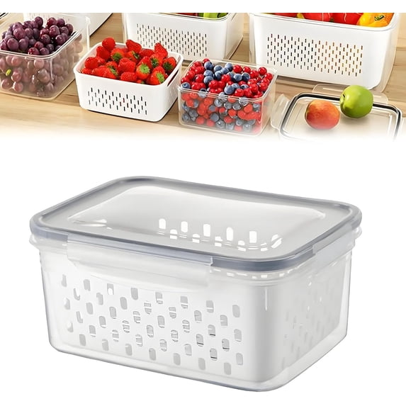 4-in-1 Food Storage Container, Multifunctional Plastic Produce Saver ...