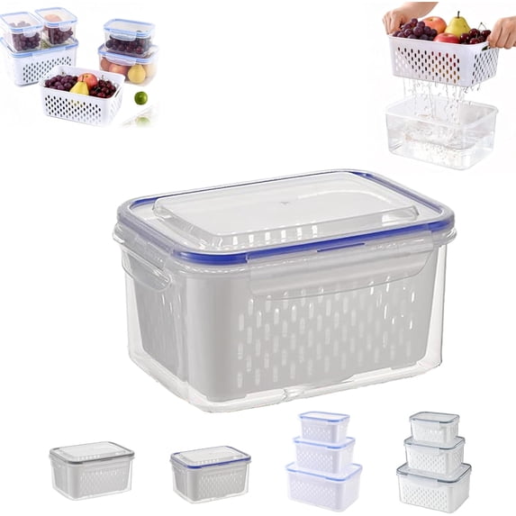 4 in 1 Food Storage Container,Produce Keeper Containers for Fridge ...