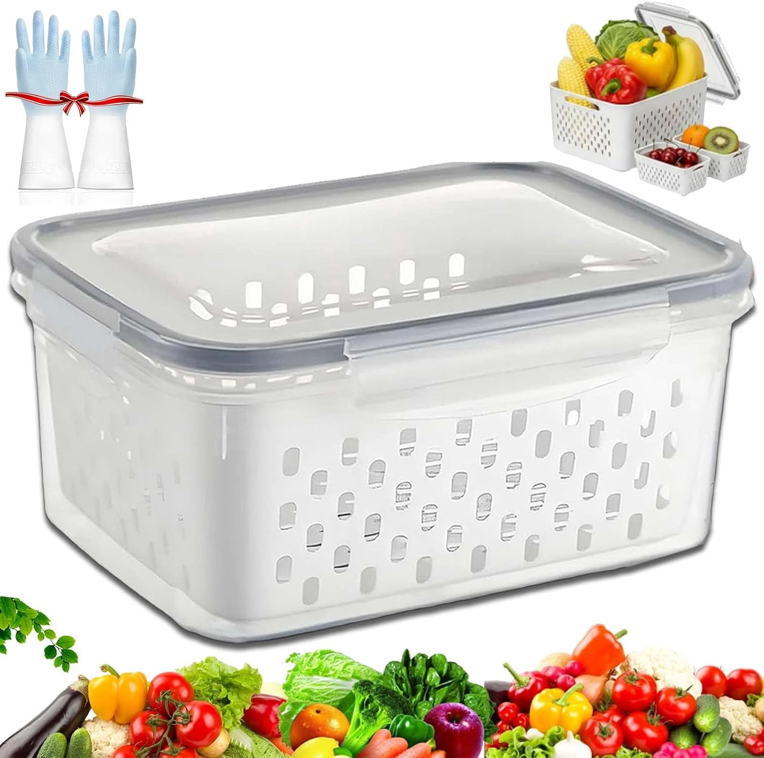 4-in-1 Fruit Storage Containers for Fridge, Transparent Plastic Food ...