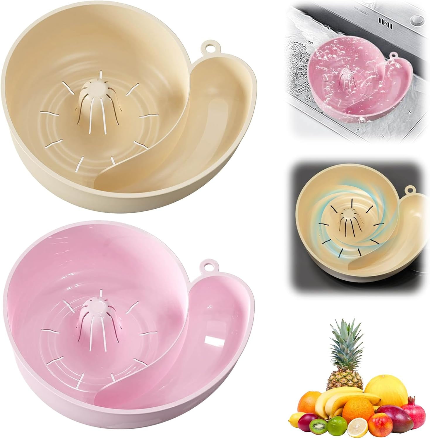 4-in-1 Fruit and Vegetable Washer with Snail-Shaped Drainer and ...