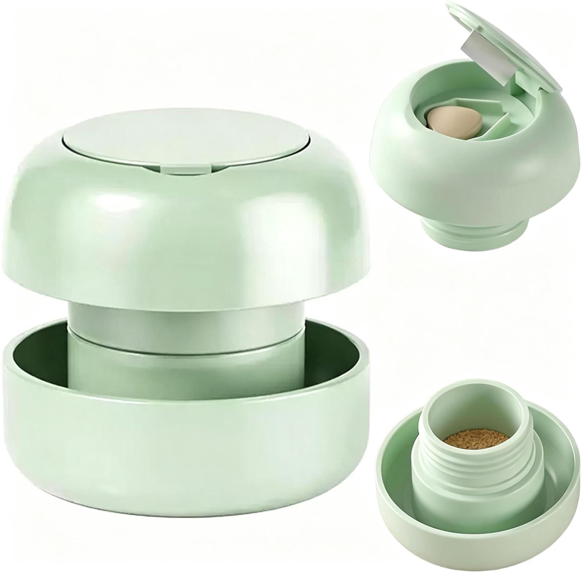 4-in-1 Green Pill Cutter Grinder and Storage Box, Multi-Functional ...