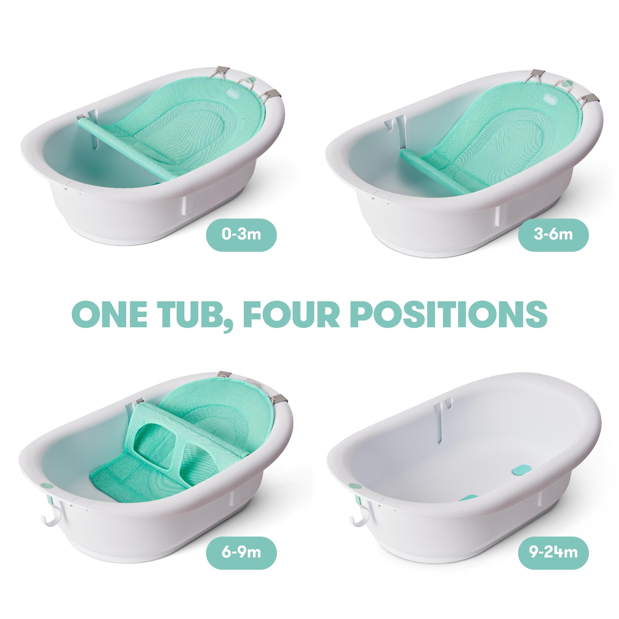 4 in 1 Grow with Me Baby Bathtub for Newborn to Toddler, White, Rigid ...