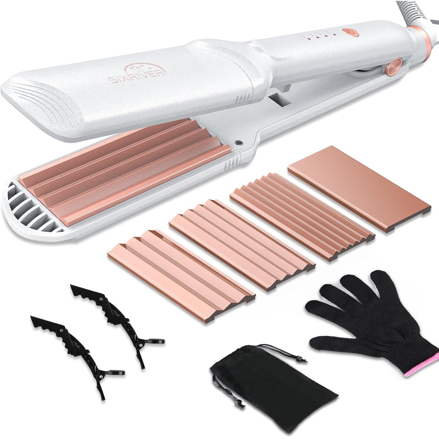 4 in 1 Hair Crimper, Straightener, and Curling Iron: Ceramic Flat ...