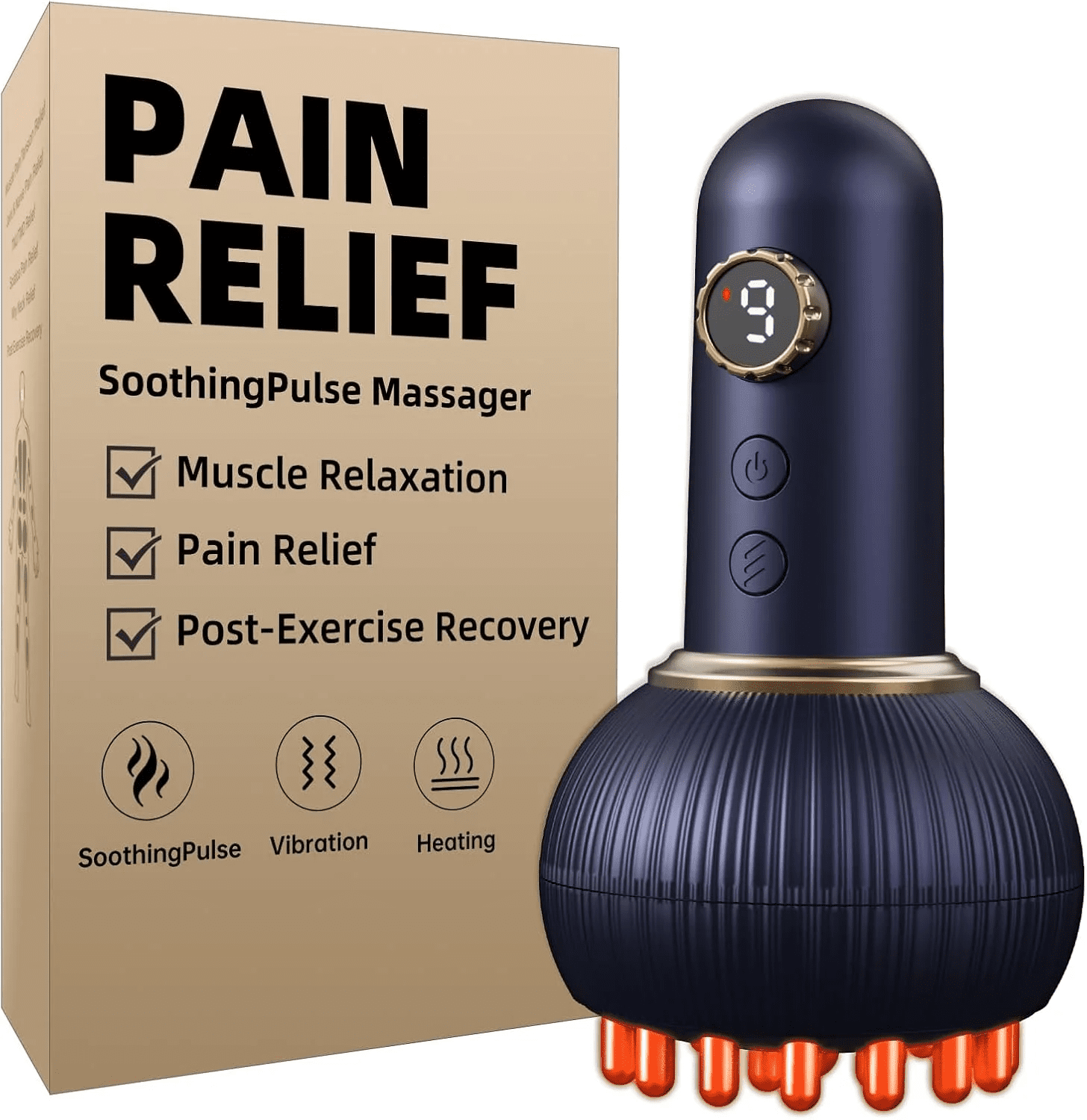 4-in-1 Handheld Body Massager with Heat, Vibration, and SoothingPulse ...
