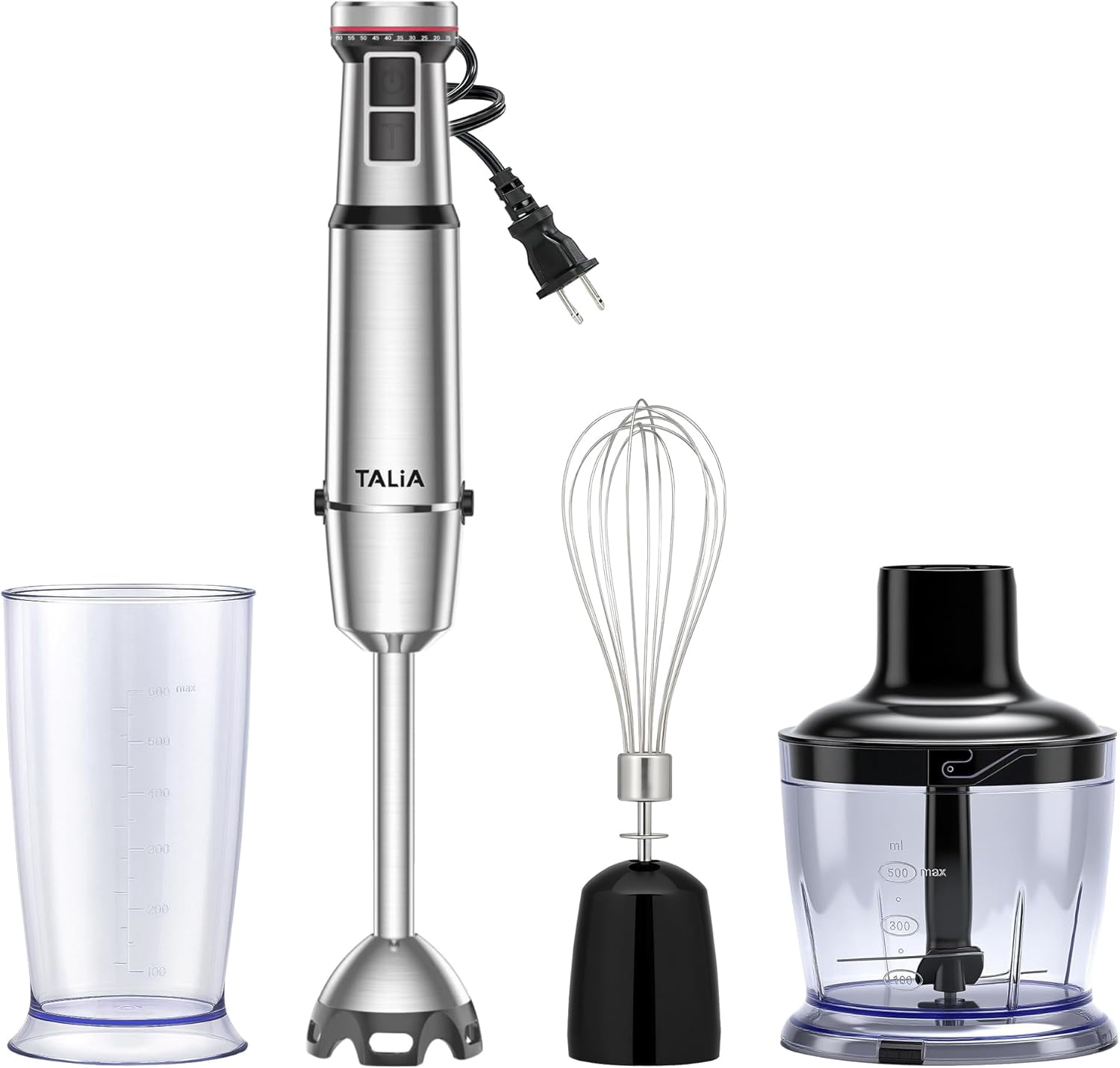 4-in-1 Immersion Blender, Hand Blender with Stainless Steel Shaft ...