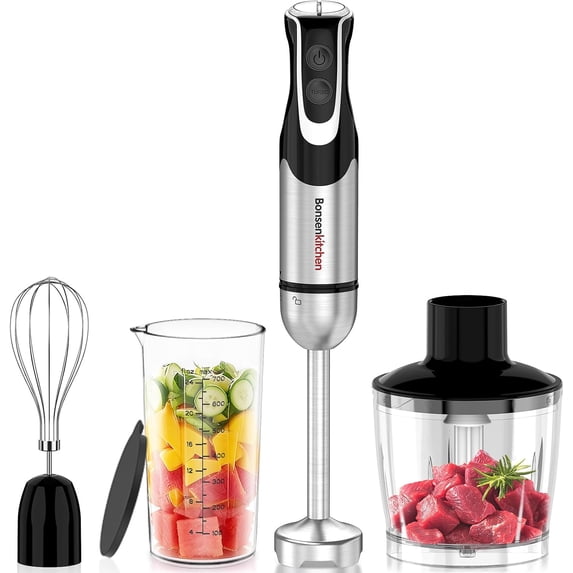 4-in-1 Immersion Blender Handheld with Food Processor, 12 Speeds Hand ...