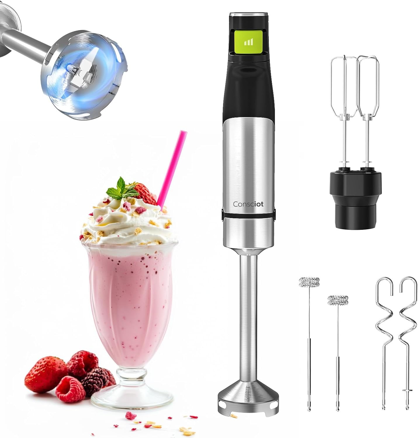 4-in-1 Immersion Blender Handheld Max 1100W, Corded Stick Emulsifier ...
