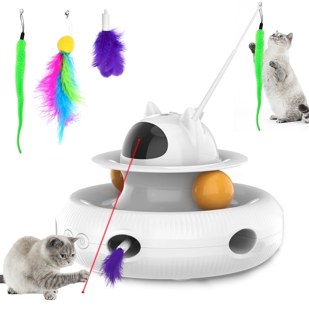 CORNMI 4-in-1 Smart Interactive Cat Toy with Retractable Feather Wand ...