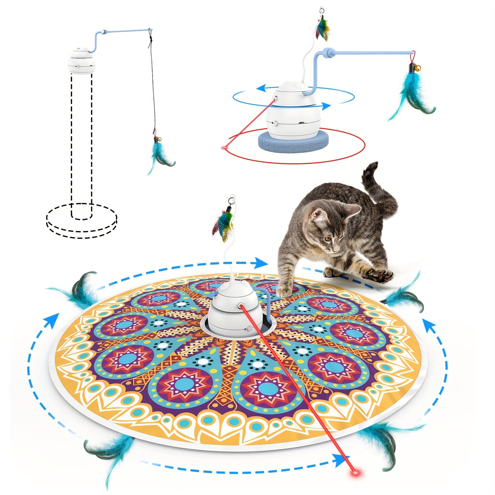 4-in-1 Interactive Cat Toy with Laser, USB Charging, 360 Rotation for ...