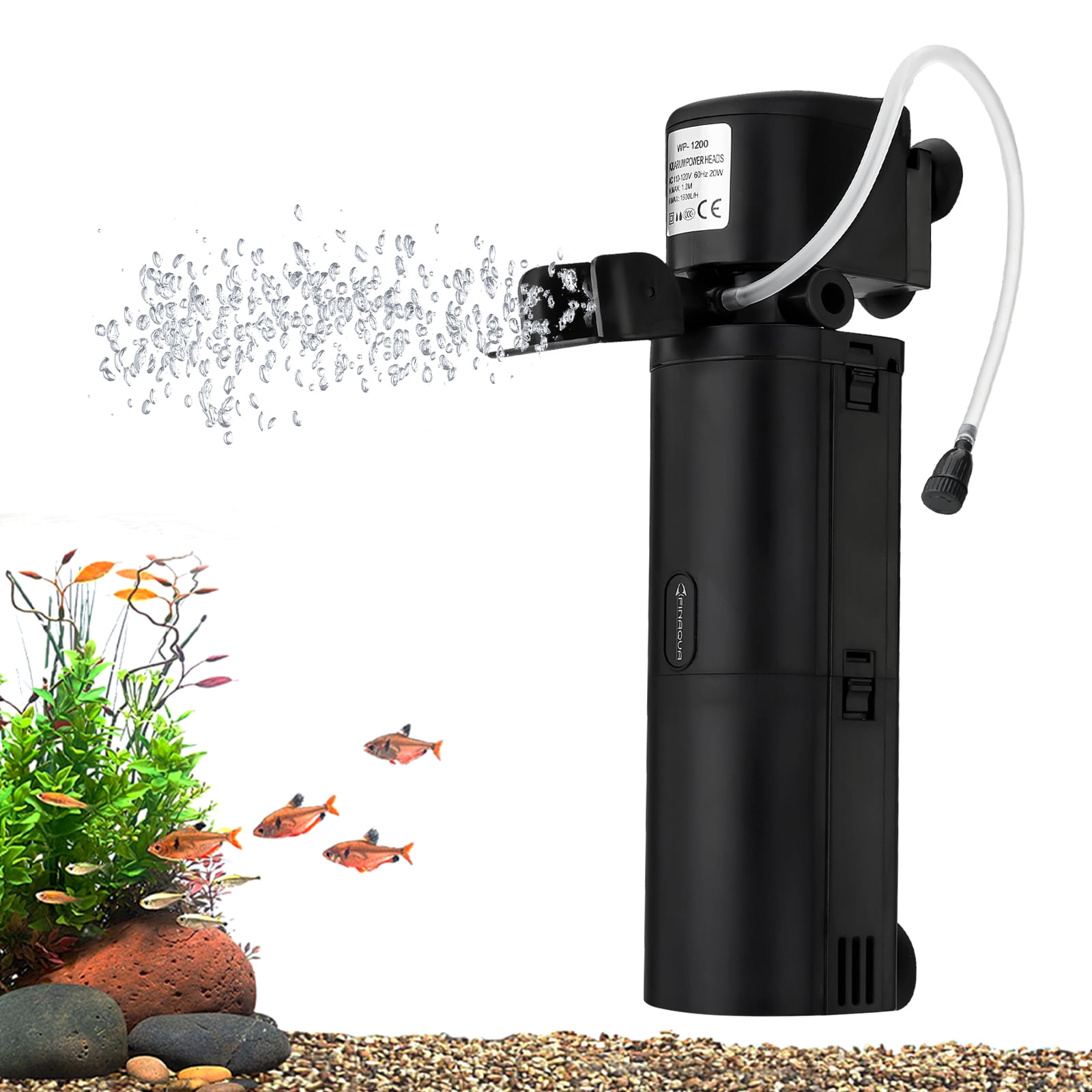 4-in-1 Internal Aquarium Filter for 10–75 Gallon Fish Tanks, Quiet ...