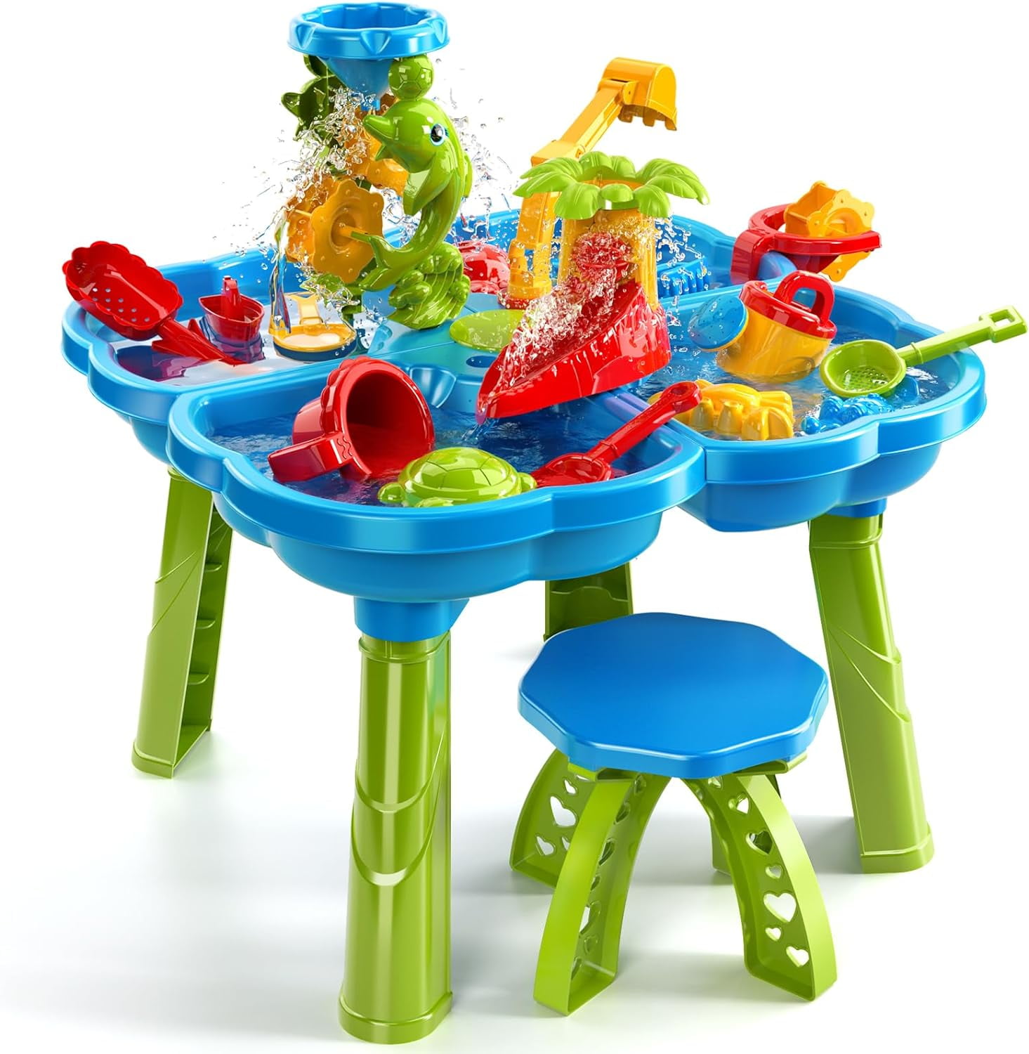 4-in-1 Kids Sand Water Table for Toddlers 3-5, 32PCS Sandbox Table Kids ...