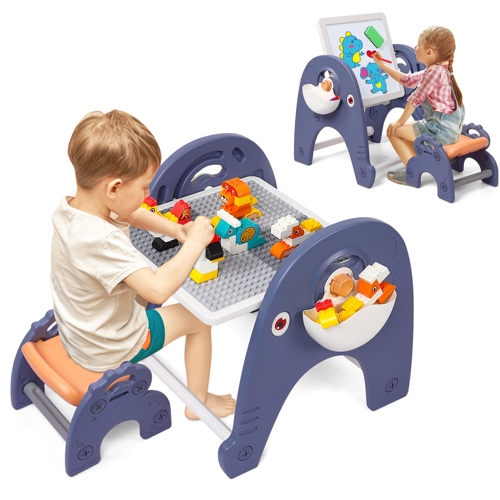 4-in-1 Kids Table and Chair Set, Kids Activity Table for Toddlers 3-5 ...