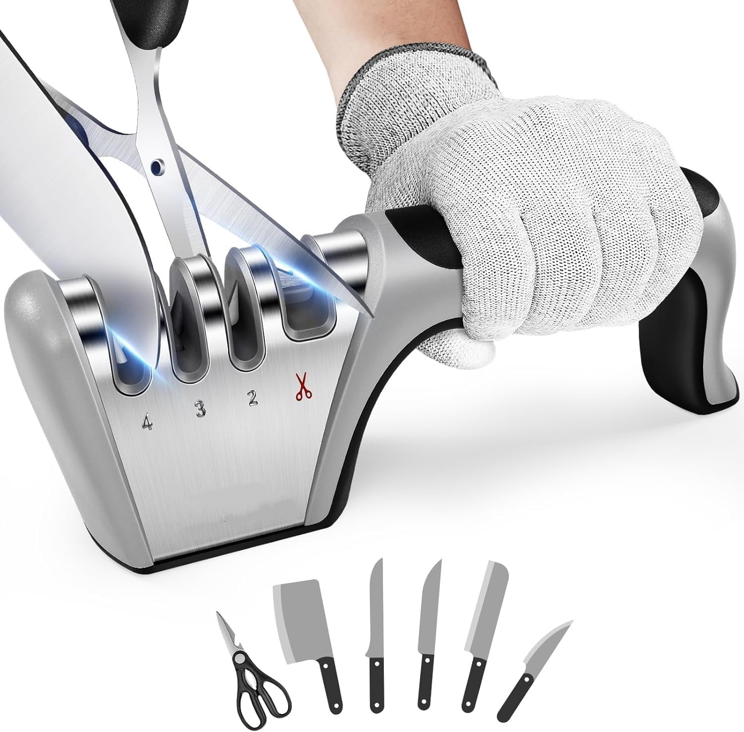 4-in-1 Knife Sharpener, 4-Stage Professional Sharpening System for ...