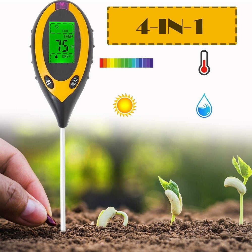 4 in 1 LCD Digital PH Tester Soil Water Moisture Light Temperature Test ...