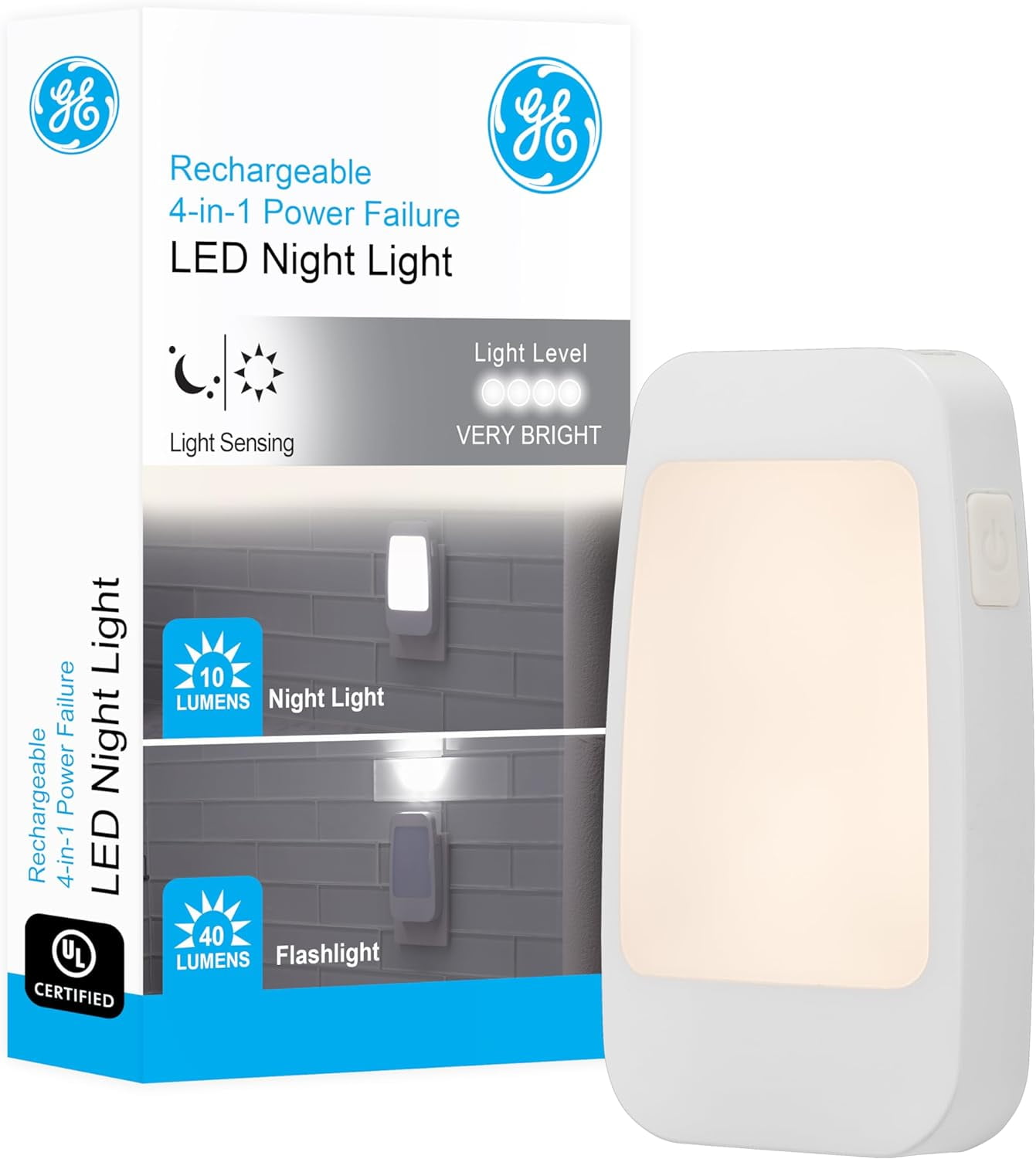 4-in-1 LED Power Failure Night Light, Dusk-to-Dawn Sensor, Foldable ...