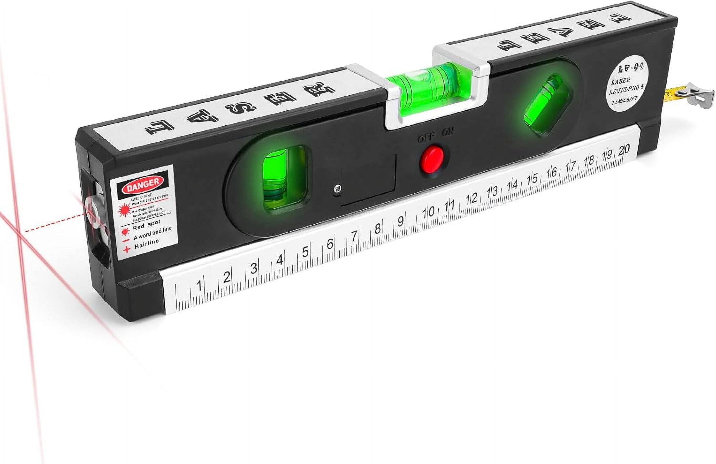 4-in-1 Laser Level with 3 LED Light,Multifunctional Torpedo Level 100Ft ...