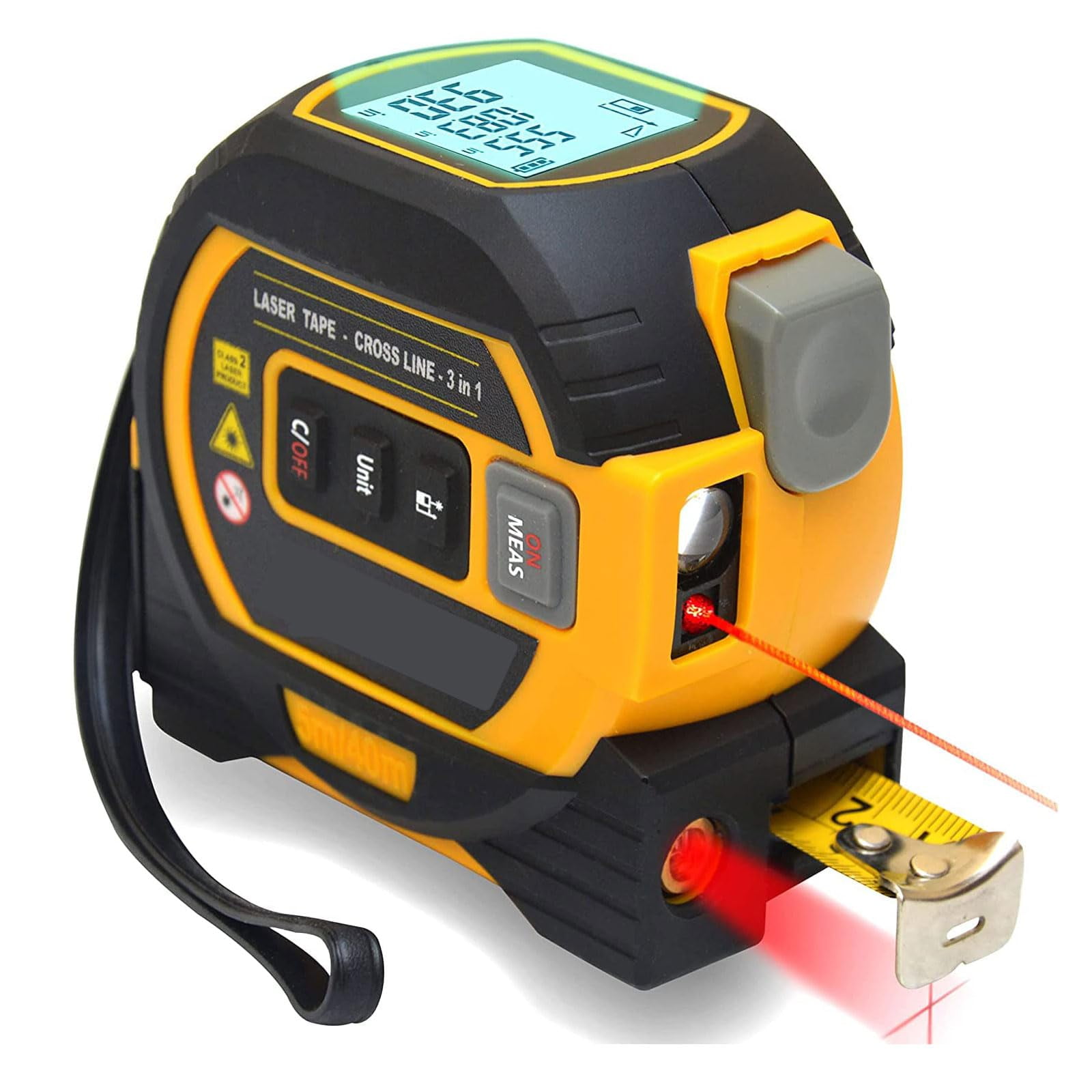 4-in-1 Laser Tape Measure with Laser Level Crosshairs | 130ft/40m Laser Distance + 16ft/5m ...