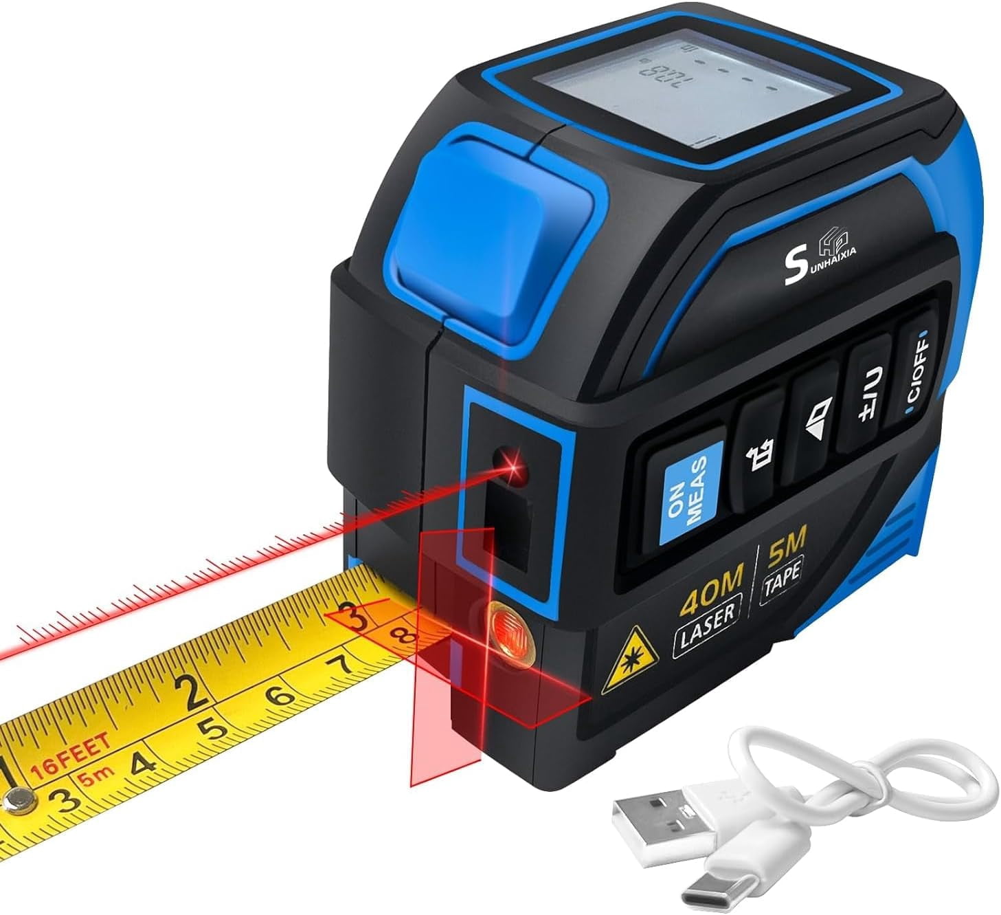 4-in-1 Laser Tape Measure with Laser Level Crosshairs |130ft/40m Laser ...