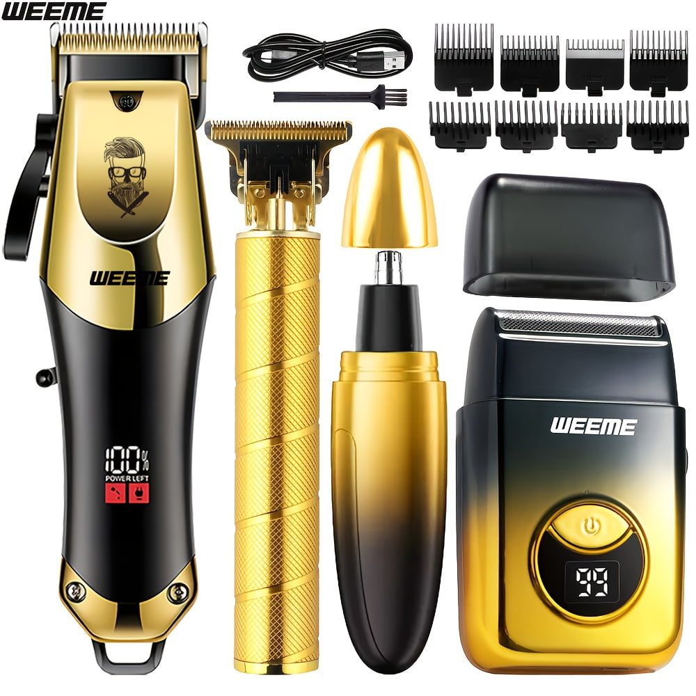 4-in-1 Men's Grooming Kit: Electric Hair Clipper, Nose Trimmer, Shaver ...