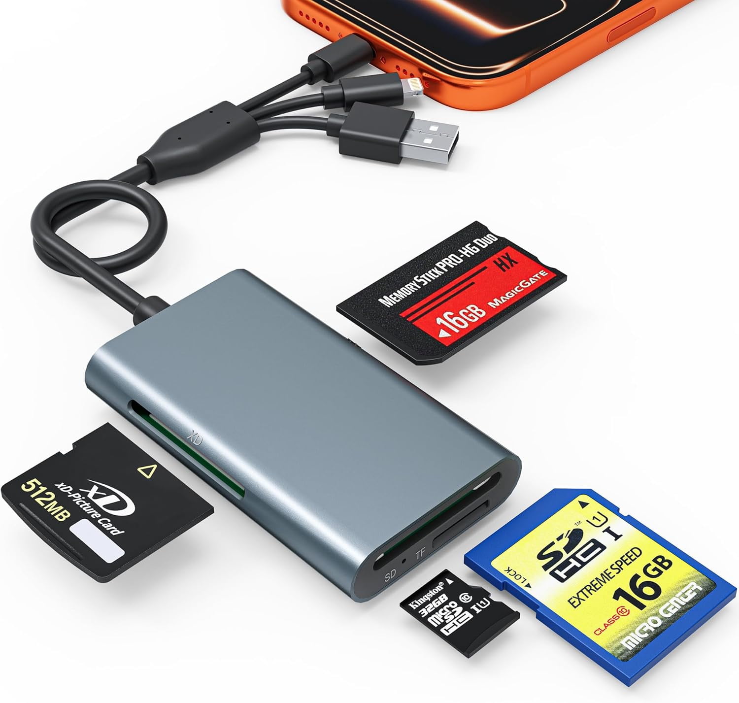 4-in-1 Metal Memory Stick Pro Duo Adapter, Triple Interface Lightning ...