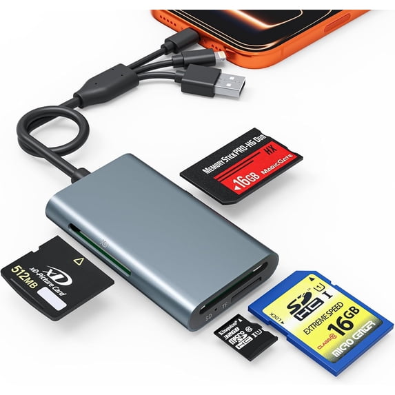 4-in-1 Metal Memory Stick Pro Duo Adapter, Triple Interface Lightning ...