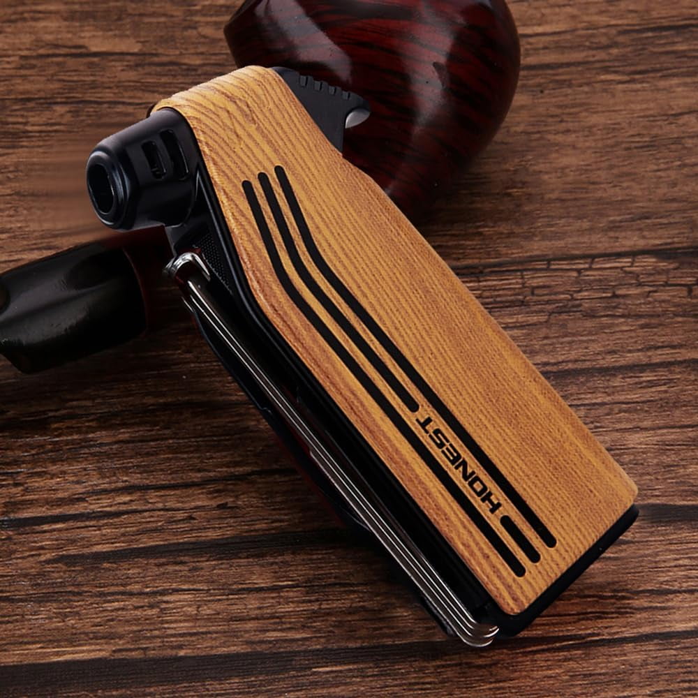 4-in-1 Metal Torch Lighter, Refillable Butane Yellow Flame Lighter ...