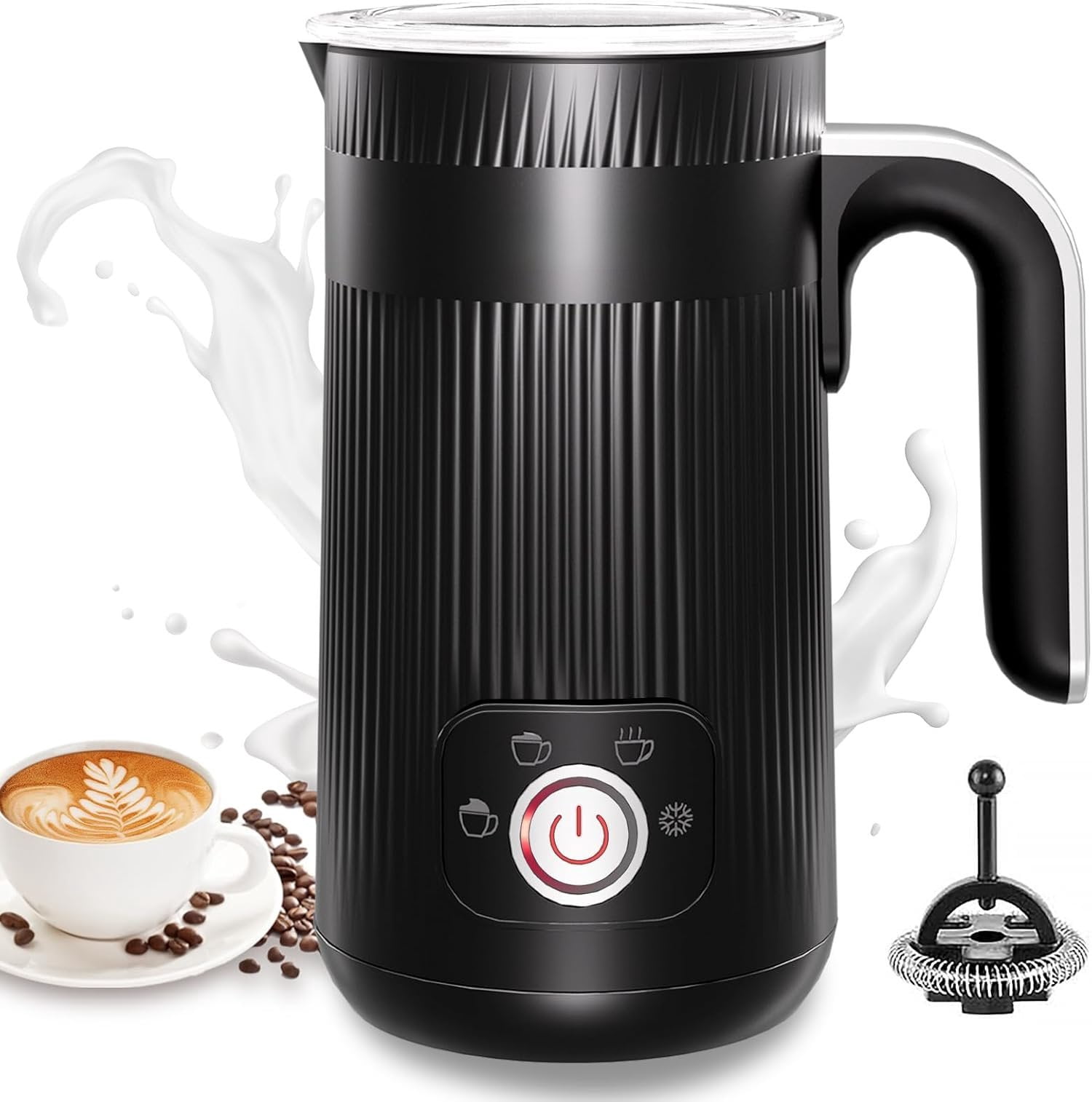 4 in 1 Milk Frother: Automatic Milk Steamer Large Capacity Hot & Cold ...