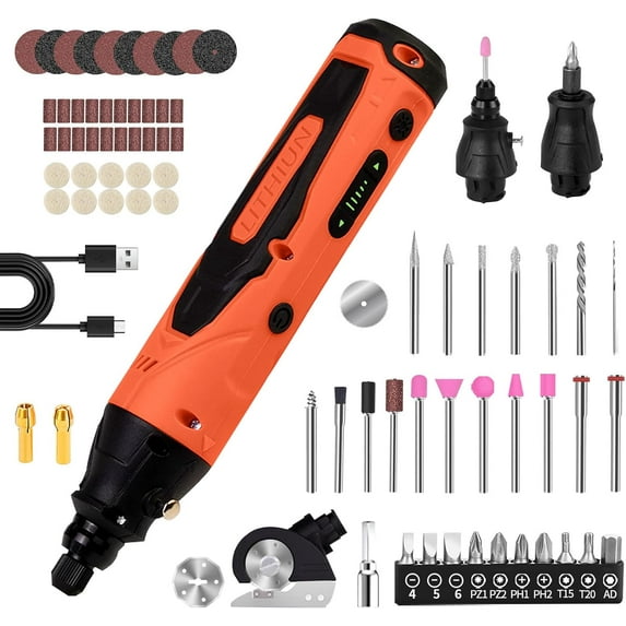 4-in-1 Mini Cordless Rotary Tool Set,5-speed USB Charging with 90 ...
